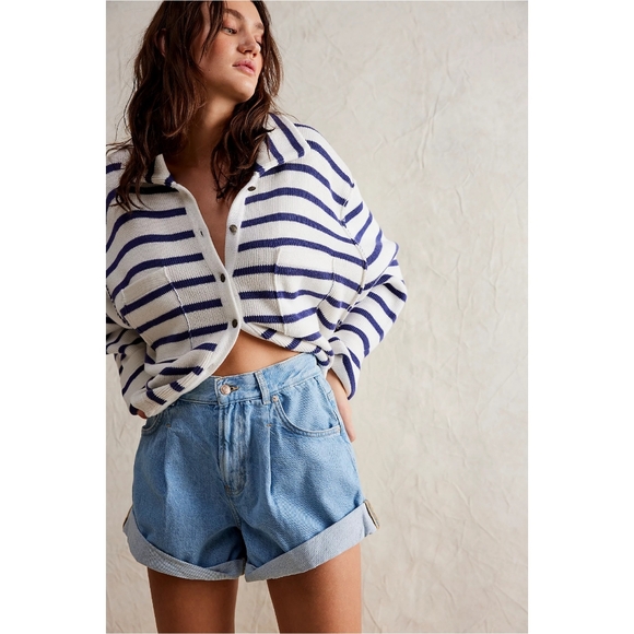 Free People | Shorts | Free People Danni High Rise Denim Short Open Sky ...